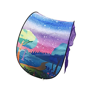 YOVECATHOU Bed Tents Fantasy Fun Foldable Play Pop up Outdoor Indoor Dream Twin Size,Magic Playhouse Princess Secret Castle,Birthday for Girls Kids Baby (Fantacy Forest)