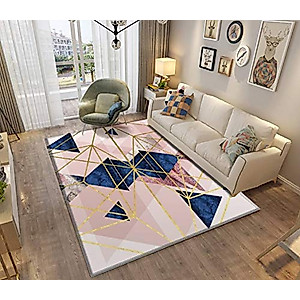 Blush Pink and Navy Geometric Perfection Area Rugs Non-Slip Floor Mat Doormats Home Runner Rug Carpet for Bedroom Indoor Outdoor Kids Play Mat Nursery Throw Rugs Yoga Mat