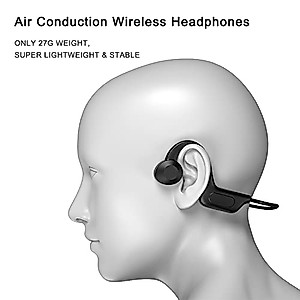 Open Ear Air Conduction Bluetooth Headphones, AOCOAKW Ear Hook Wireless Sports Earphones with Mic Lightweight 5 Hrs Playtime for Workouts, Running, Cycling, Gyming