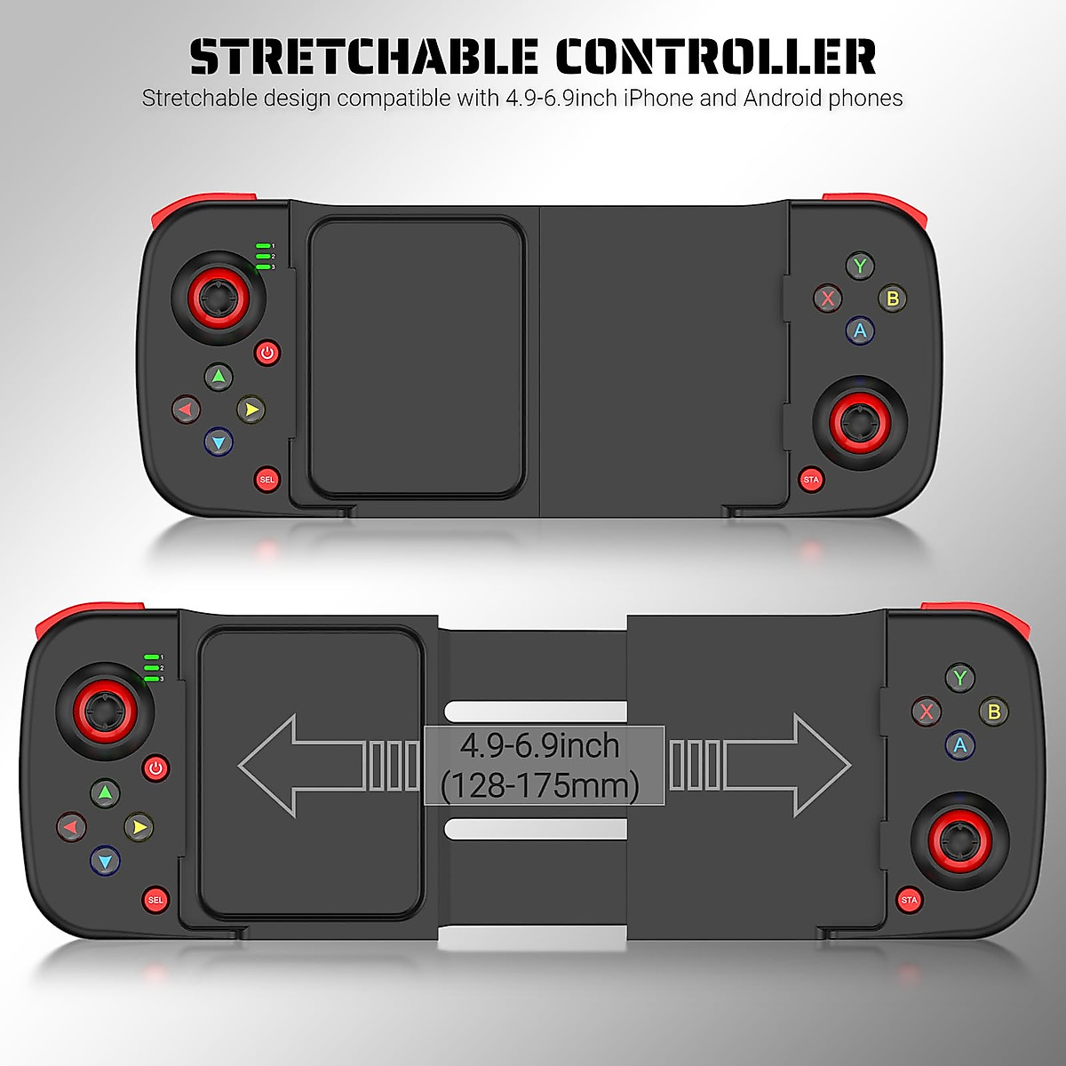 arVin Wireless Gaming Controller for iPhone iOS Android PC, Bluetooth Gamepad Joystick for iPhone 15/14/13/iPad/Samsung Galaxy S23/S22/S21/Tablet, Call of Duty Mobile, Genshin, Roblox-with Back Button