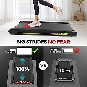 Walking Pad Treadmill with APP, 3 in 1 Under Desk Treadmill, 2.5HP Low Noise Walking Vibration Pad with Remote Control,Portable Treadmill for Home Office, Yellow