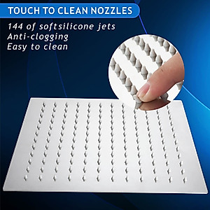 Voolan Rain Shower Head - High Flow Large Rainfall Shower Heads Made of Stainless Steel - Waterfall Bathroom Square Showerhead - Ceiling or Wall Mount (12" Chrome)