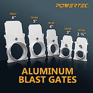 POWERTEC 70135V 4" Aluminum Blast Gate for Dust Collector, Dust Collection Fittings