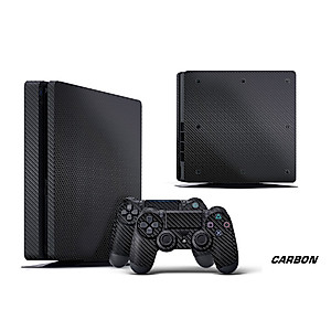 247 Skins Graphics kit Sticker Decal Compatible with PS4 PlayStation 4 SLIM and Dualshock Controllers - Carbon Fiber