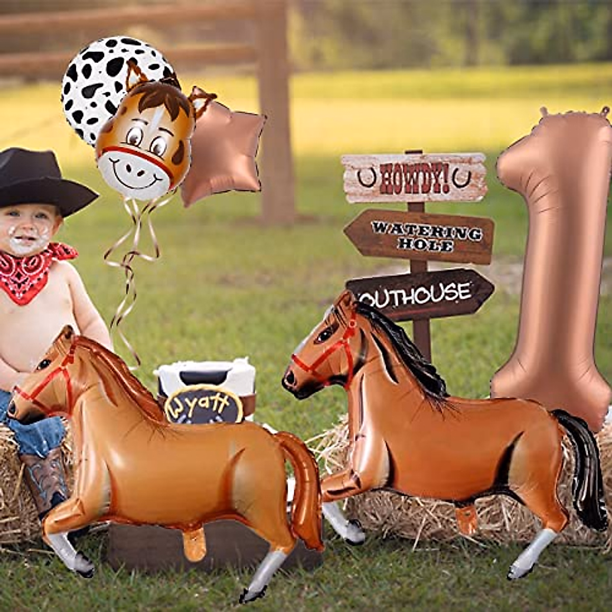 Cowboy Party Balloons First Rodeo Birthday Party Decorations Boy 40 Inch Western Cowboy Horse Themed Balloons For Birthday Party 1st Wild West Party Supplies for Arch Garland Party Baby Shower