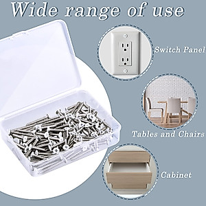 100 Pcs 5 Size #8 White Screws White Head Screws White Coated Screws Covers Head Wood Screws Wall Plate Screws Stainless Steel Screw Self Tapping Screw for Switches Cover (0.5/0.75/1/1.25/1.5 Inch)