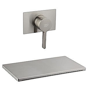 POP SANITARYWARE Wall Mounted Waterfall Bathtub Faucet Brushed Nickel Single Handle Tub Filler Faucet with Valve