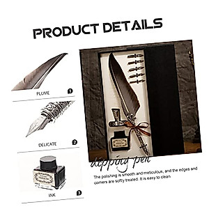 NUOBESTY 3 Sets Dip Pen Retro Decor The Office Gifts Crystal Set Signature Calligraphy Pen Reusable Calligraphy Pen Writing Dip Pens Ink Pen for Birthday Reusable Ink Pen Quill and Ink Grey