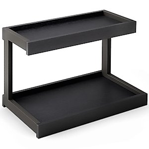 MARTY 2 Tier Spice Rack Organizer for Countertop, 15.8''L Coffee Station/Bathroom Organizer Countertop, Counter Shelf Desktop Storage Organizer for Kitchen, Bedroom, Office (Black)