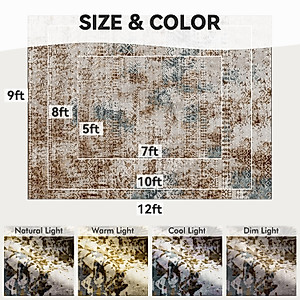 Area Rugs 5x7 Rugs for Living Room Rug Carpets for Living Room Bedroom Rug Machine Washable Rugs for Dining Room Abstract Modern Boho Rug Soft Rug Brown Teal