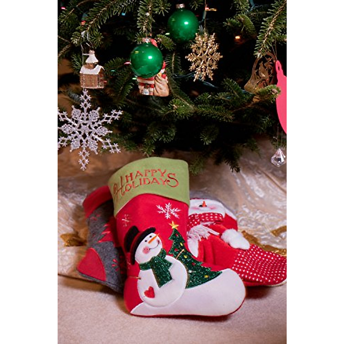 Clever Creations Happy Holidays Snowman Christmas Stocking for Kids, Teens, & Adults | Holiday Decor Theme | Perfect for Small Gifts, Stocking Stuffers, & Candy | Measures 16" Tall