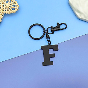 Alphabet Initial Letter F Keychain Black Letter A-Z Keychain for Women Men Girl Inspiration Gifts for Girlfriends Boyfriends Mother Father Brother Keychain Accessories for Handbag Initial Key Ring