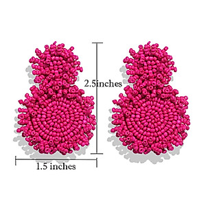 GLBCC Statement Drop Earrings for Women - Bohemian Beaded Round Dangle Earrings Idea Birthday Gifts for Mom Wife Friend (hot pink)