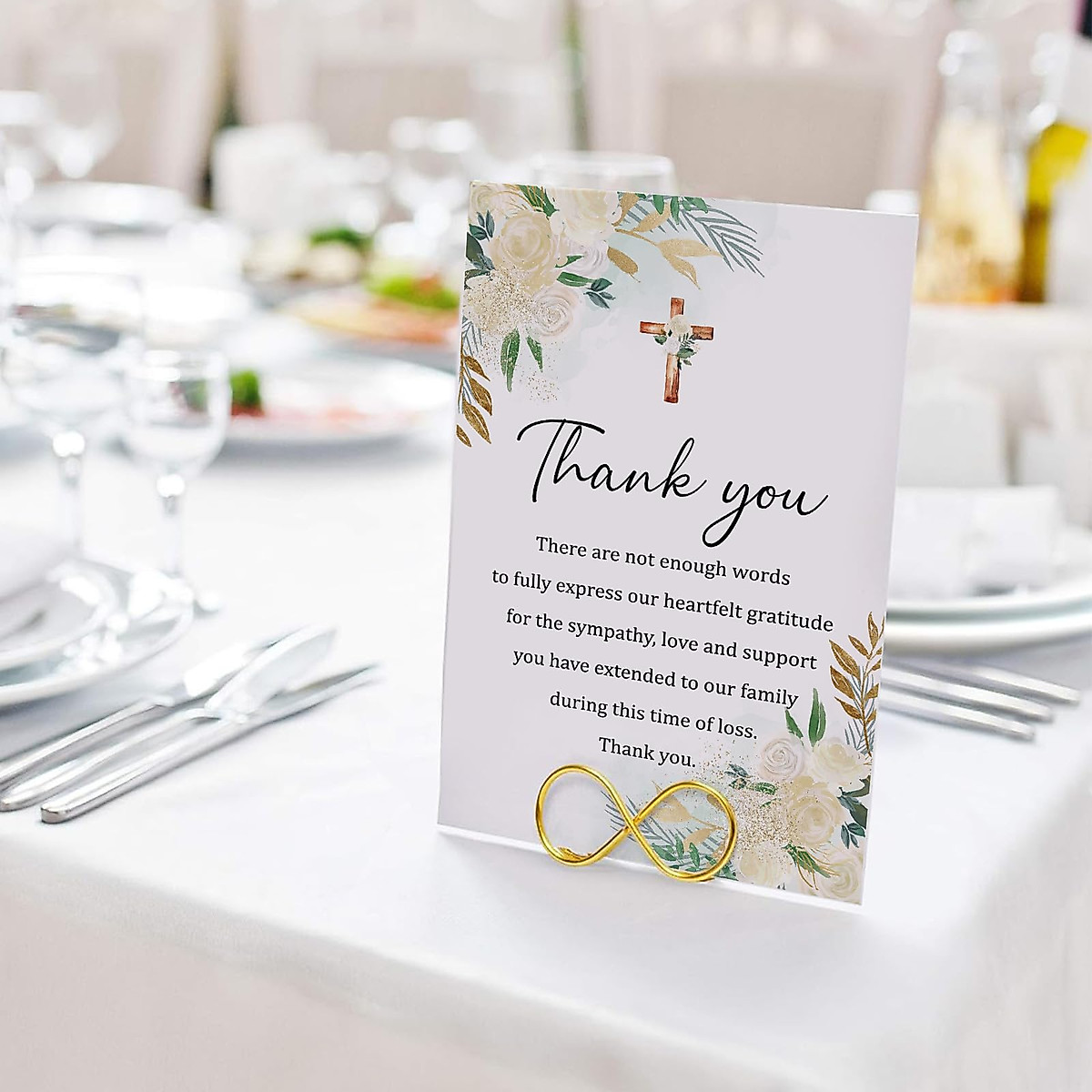 BYBOUS 50 Pack Funeral Thank You Cards with Envelopes, 4×6 In Watercolor Flowers Sympathy Thank You Cross Bereavement Card for Funeral Memorial Family Friends Loved Ones Celebration of Life