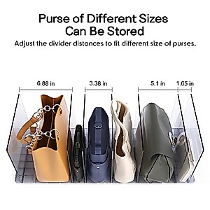 Moryimi Purse Organizer for Closet, Adjustable Clear Shelf Dividers Purse Bag Divider for Closet Organizer, Handbag Organizers for Closets