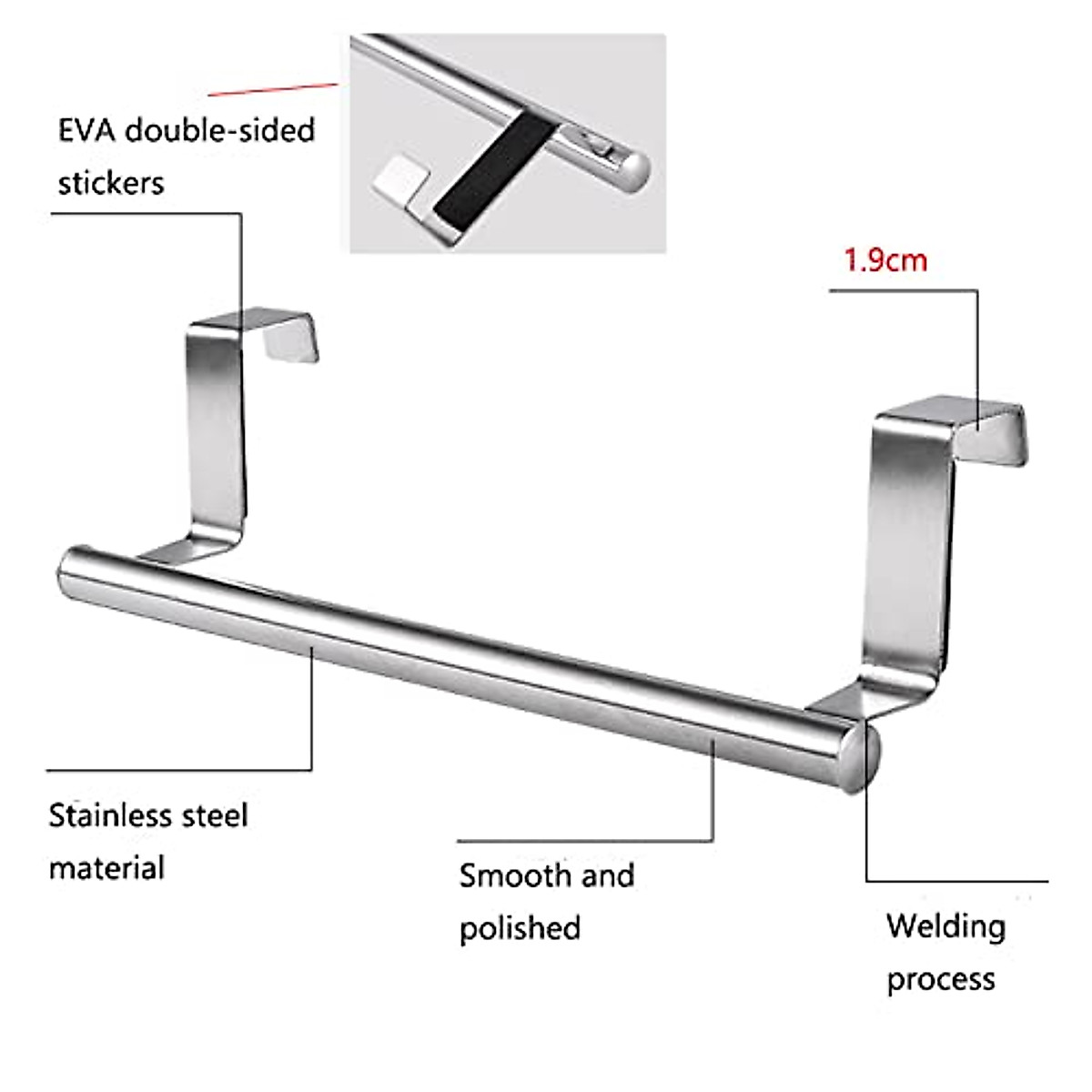 Stainless Steel Towel Rack Bathroom Towel Holder Stand Kitchen Cabinet Door Hanging Organizer Shelf Wall Mounted Towels Bar (1pcs)