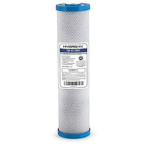 Hydronix CB-45-2001 Whole House, Commercial & Industrial NSF Coconut Carbon Block Water Filter, 4.5" x 20" - 1 Micron
