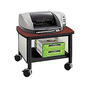 Safco Products Impromptu Under Desk Printer Stand 1862BL, Cherry Top, Black Frame, 50 Lbs. Capacity, Contemporary Design, Swivel Wheels