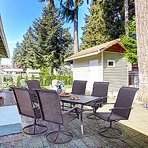 PHI VILLA High Back Outdoor Rattan Dining Chairs Set of 2 Pieces Wicker Swivel Dining Chairs for Outside Heavy Duty Wicker Patio Furniture Sets Bistro Chairs for Garden,Backyard,Lawn(2 Pieces)