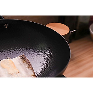 JIA Carbon Steel Companion Wok with Lid - 32CM, Black