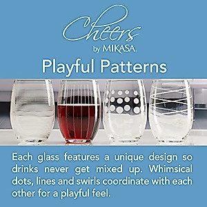Mikasa Cheers Stemless Wine Glass, 17-Ounce, Set of 4, Clear