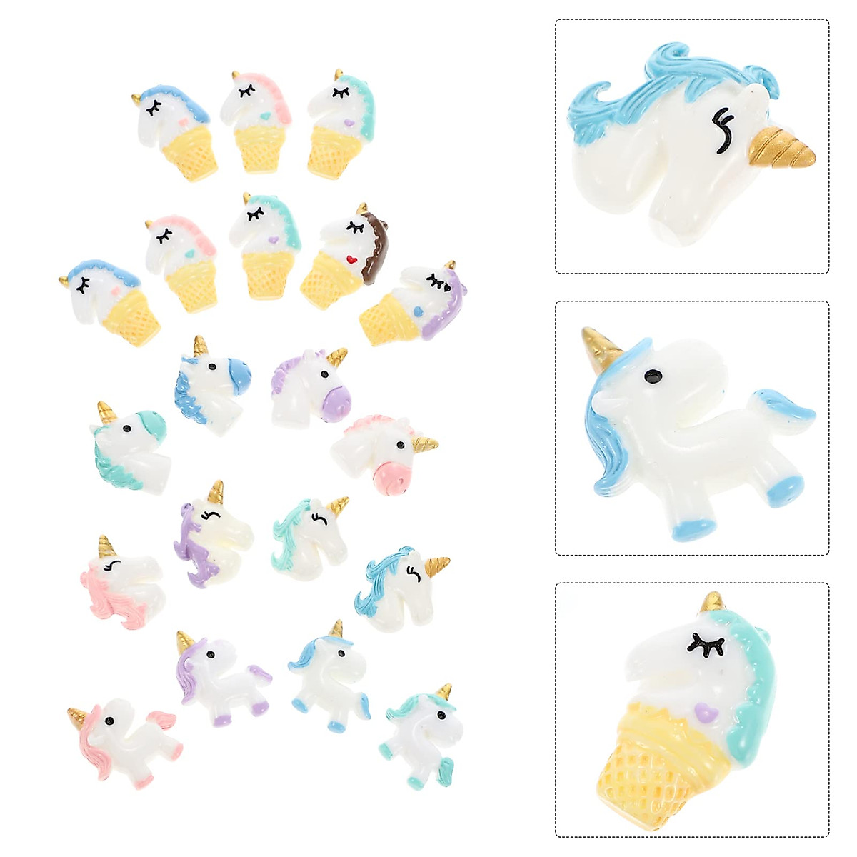 Amosfun 20Pcs Unicorn Accessories Girls Unicorns Slice Charms Birthday Cartoon Unicorn Charm Gift case Charms Cute Black Decor Scrapbooking fltaback Miniature Kits Button Resin Child Flat