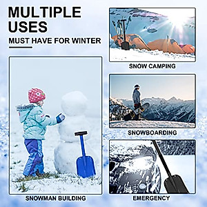 CARTMAN 32.5 Inch Aluminium Sport Shovel, Utility Scalable Camping Shovel, Garden Shovel, Lightweight Snow Shovel for Car Emergency, 3 Piece Collapsible Design, Blue
