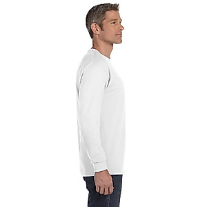 Hanes TAGLESS 6.1 Long Sleeve T-Shirt (White, Medium)