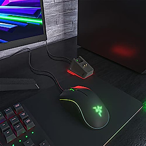 Charging Dock with 4.9Ft USB Charging Cable Fits for Razer Naga Pro/DeathAdder/Basilisk/Viper Ultimate Gaming Mouse,Magnetic Dock with Charge Status Indicator and Anti-Slip Sticker