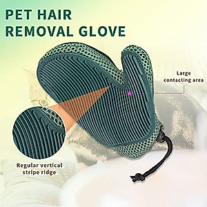 Mollypaws 2 in 1 Cat Fur Glove & Pet Hair Remover Glove, Dog Grooming Glove Brush for Shedding, Massage, Efficient Pet Hair Remover Mitt for Cleaner Couch, Carpet [Blue/Single]