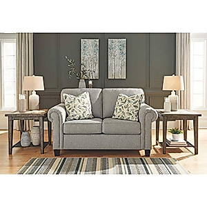 Signature Design by Ashley Alandari Traditional Loveseat with 2 Accent Pillows, Gray