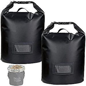 Kintaki 20LBs Fuel Pellet Storage Bag, 2 Packs Wood Pellet Camping Storage Bucket Containers for Grill, Waterproof Smoker Pellet Dispenser, Wood Pellet Storage Bucket, Black