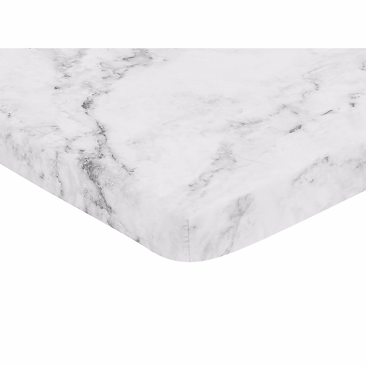 Sweet Jojo Designs Grey, Black and White Baby Boy or Girl Unisex Fitted Mini Portable Crib Sheet for Marble Collection - for Mini Crib or Pack and Play ONLY