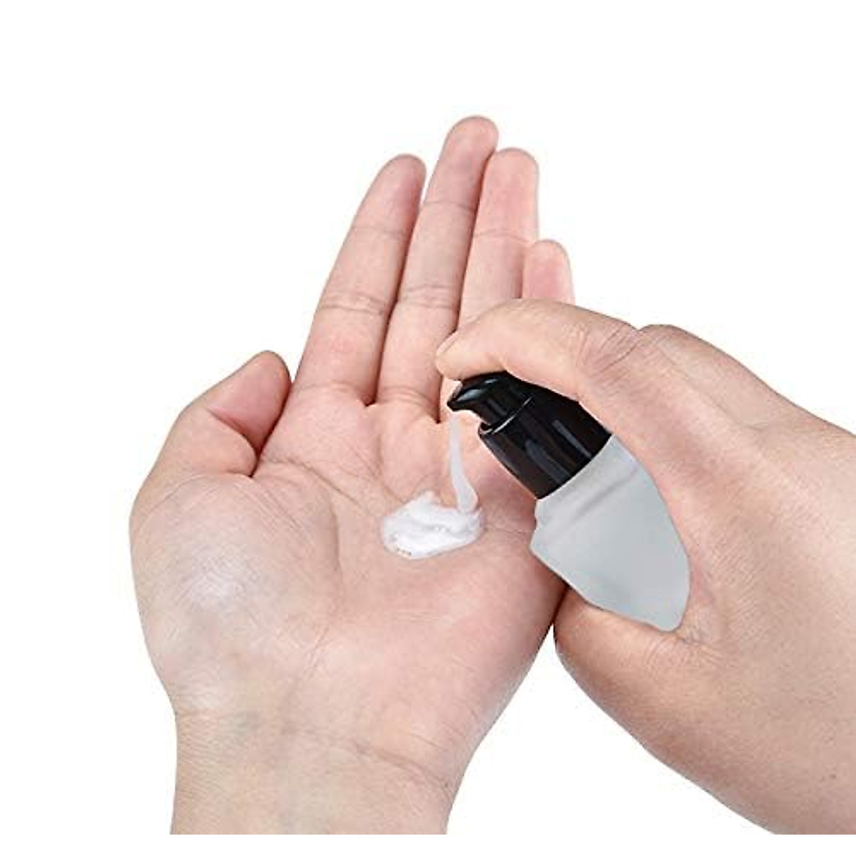 2 Pack 30ml/1 Oz Frosted Glass Foundation Bottle,Empty Refillable Square Lotion Bottle With Press Pump for Lotion Liquid Body Cream Cosmetic Travel Foundation Samples Vials-Pipette&Funnel Included