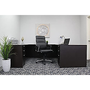 Boss Office Products CaressoftPlus Executive Chair, Traditional, Metal Chrome Finish 30D x 27W x 42H in