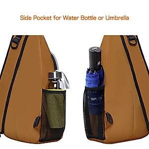 MOSISO Sling Backpack, Multipurpose Crossbody Shoulder Bag Travel Hiking Daypack, Brown, Medium