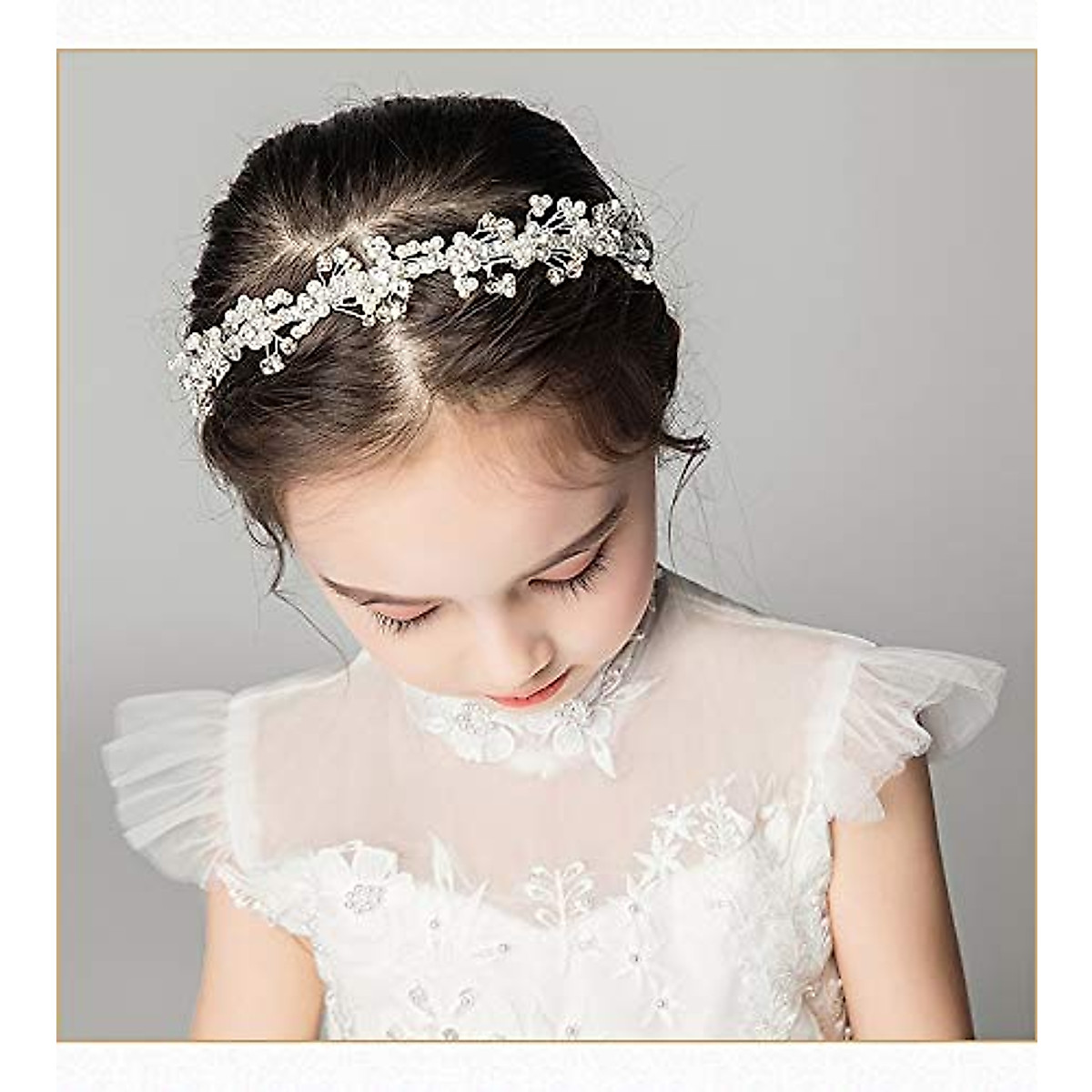 PRDGIRL Girls Flower Wreath Headpieces Headband Handmade Adjustable Halo Floral Crown Hair Flower Vine Princess Birthday Accessory