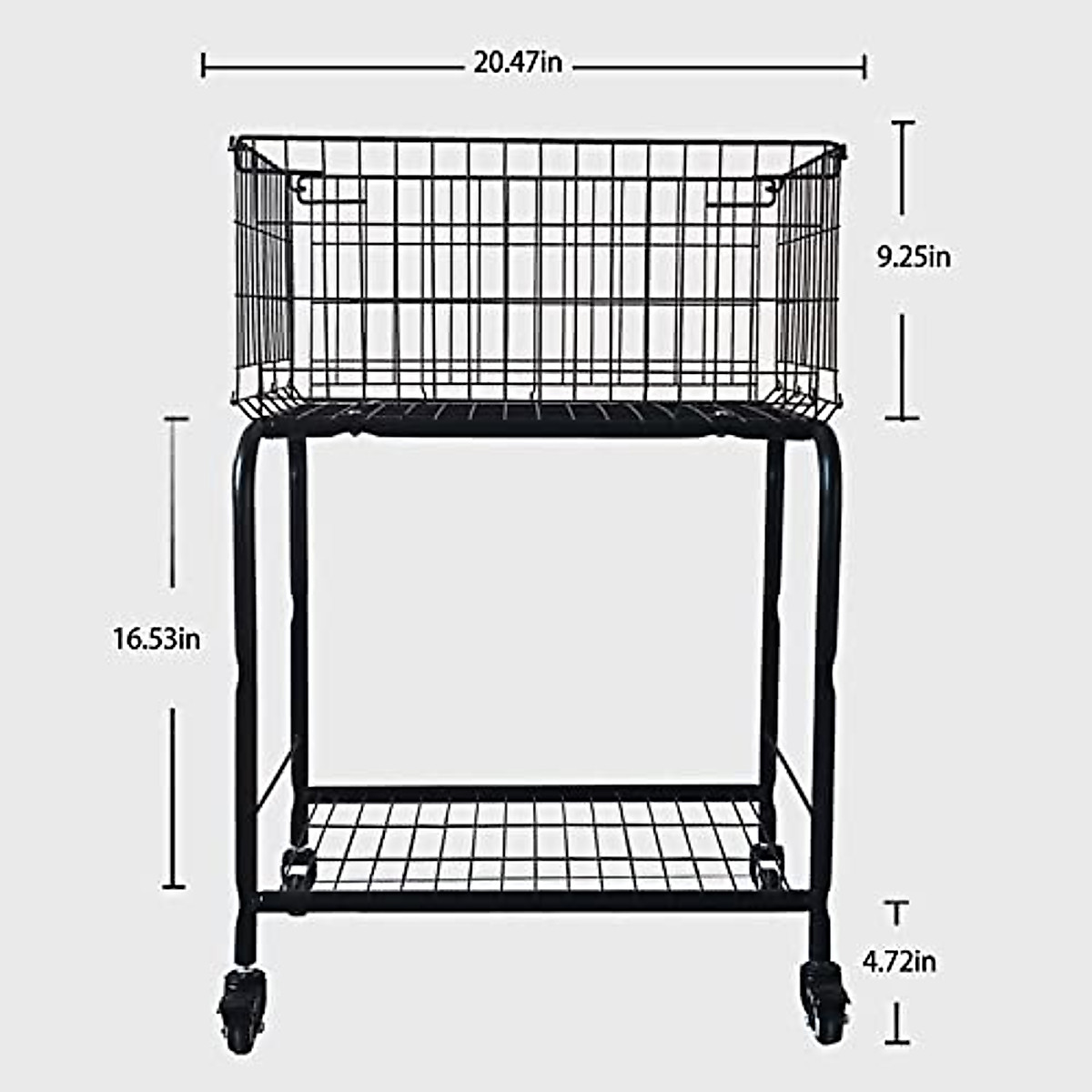 basket for garments storage, easy moved with wheels have brake, Laundry basket, white color，rolling basket (BLACK)
