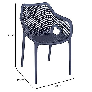 Compamia Air XL Outdoor Patio Dining Arm Chair in Dark Gray (Set of 2)