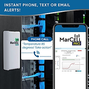 MarCELL PRO - Professional Level Remote Temperature, Humidity & Power and Water or Leak Monitor - No WiFi Needed - RV, Network Room, Freezer, Home - Instant Phone Call Alerts - Made in The USA