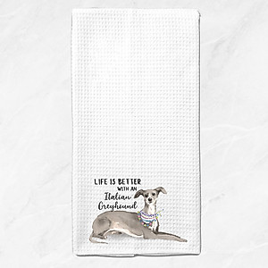 Watercolor Life is Better with an Italian Greyhound Microfiber Kitchen Tea Bar Towel Gift for Animal Dog Lover