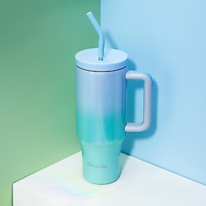 40 oz Tumbler with Handle and Straw Lid, Reusable Leak-Proof Insulated Tumblers, Stainless Steel Coffee Tumbler Cups, Travel Mug for Home Office, Keep Cold 34Hrs, Cup Holder Friendly(Arctic Forest)