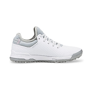 Puma Golf Women's Proadapt Alphacat Golf Shoe, Puma White/Puma Silver/Pink Lady, 7.5