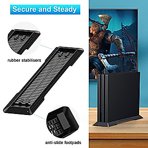 Younik Vertical Stand for PS-4 Pro, Built-in Cooling Vents and Non-Slip Feet Steady Base Mount for PS-4 Pro, Black