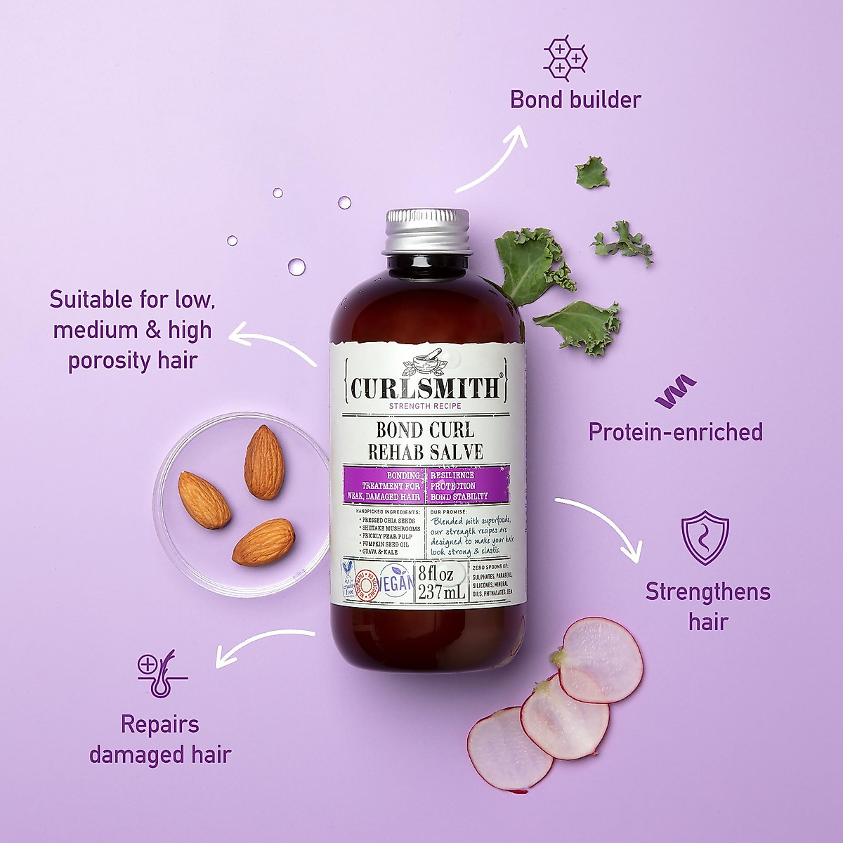 CURLSMITH - Bond Curl Rehab Salve, Bond Building Strength Treatment for Weak, Damaged Hair (8 fl oz)