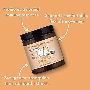 Bark & Whiskers Organic Curcumin, 2.64 Oz. (75 g), 300 Scoops, Promotes Mobility & Joint Health, Veterinarian Formulated, Non-GMO, Certified USDA Organic, Dr. Mercola