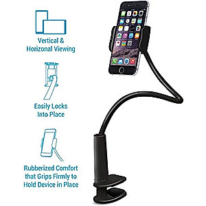 Aduro Phone Holder for Desk Gooseneck Bed Mount Cell Phone Stand Clamp with Adjustable Arm Compatible with All iPhone Galaxy Pink