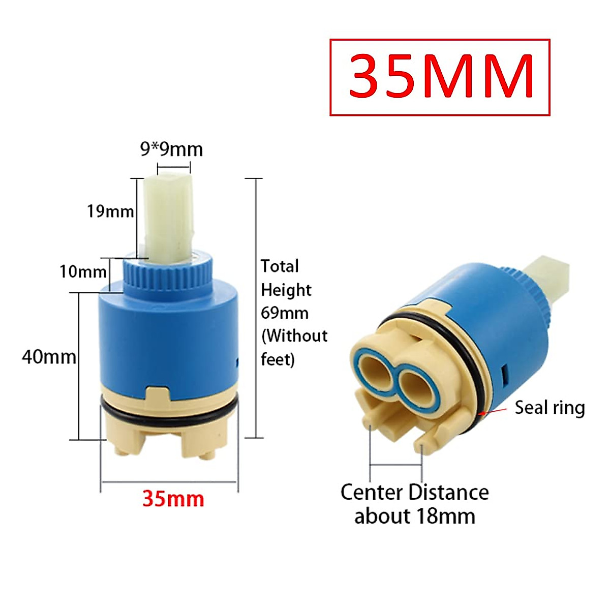 Faucet Valve Replacement Faucet Cartridge Ceramic Disc Cartridge for Single Handle Kitchen Basin Bathroom Faucet Parts (35mm)