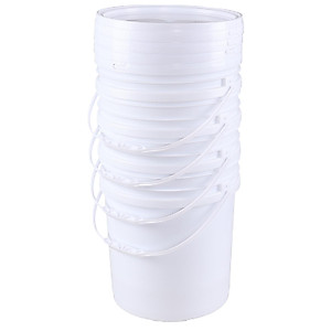 Teyyvn 7 Gallon White Plastic Food Bucket with Handles and Lid, Set of 4 Food Storage Pail Multipurpose Bucket with Lid