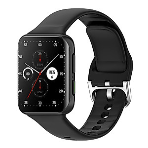 ECSEM Watch Bands Compatible with OPPO Watch 2 42MM 46MM,Silicone Wristband Adjustable Quick Release Replacement Band Sport Straps Smartwatch Accessories (46MM, Black/Green)